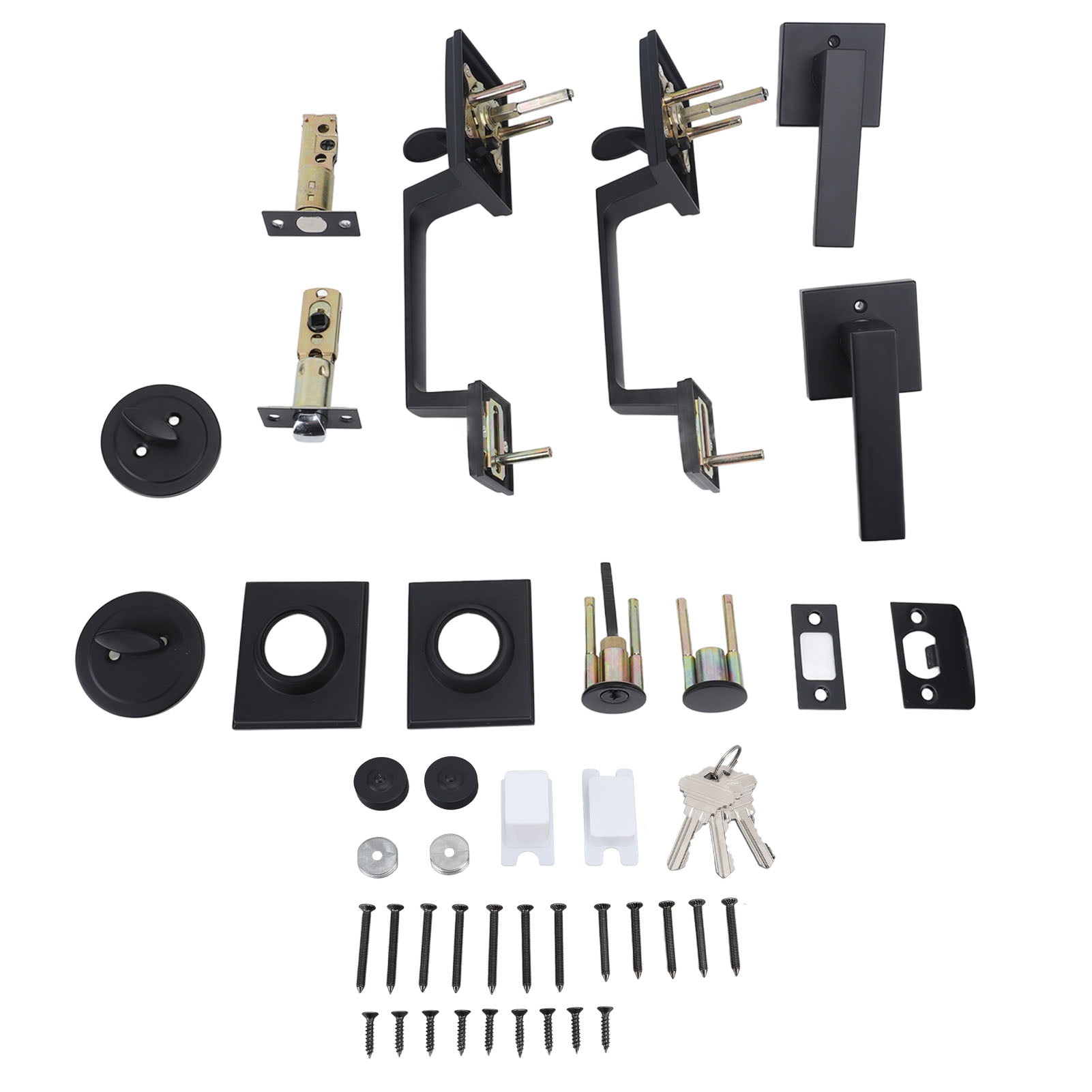 Double Door Handle Set, Heavy Duty Front Door Handle Set Safe Hole ...