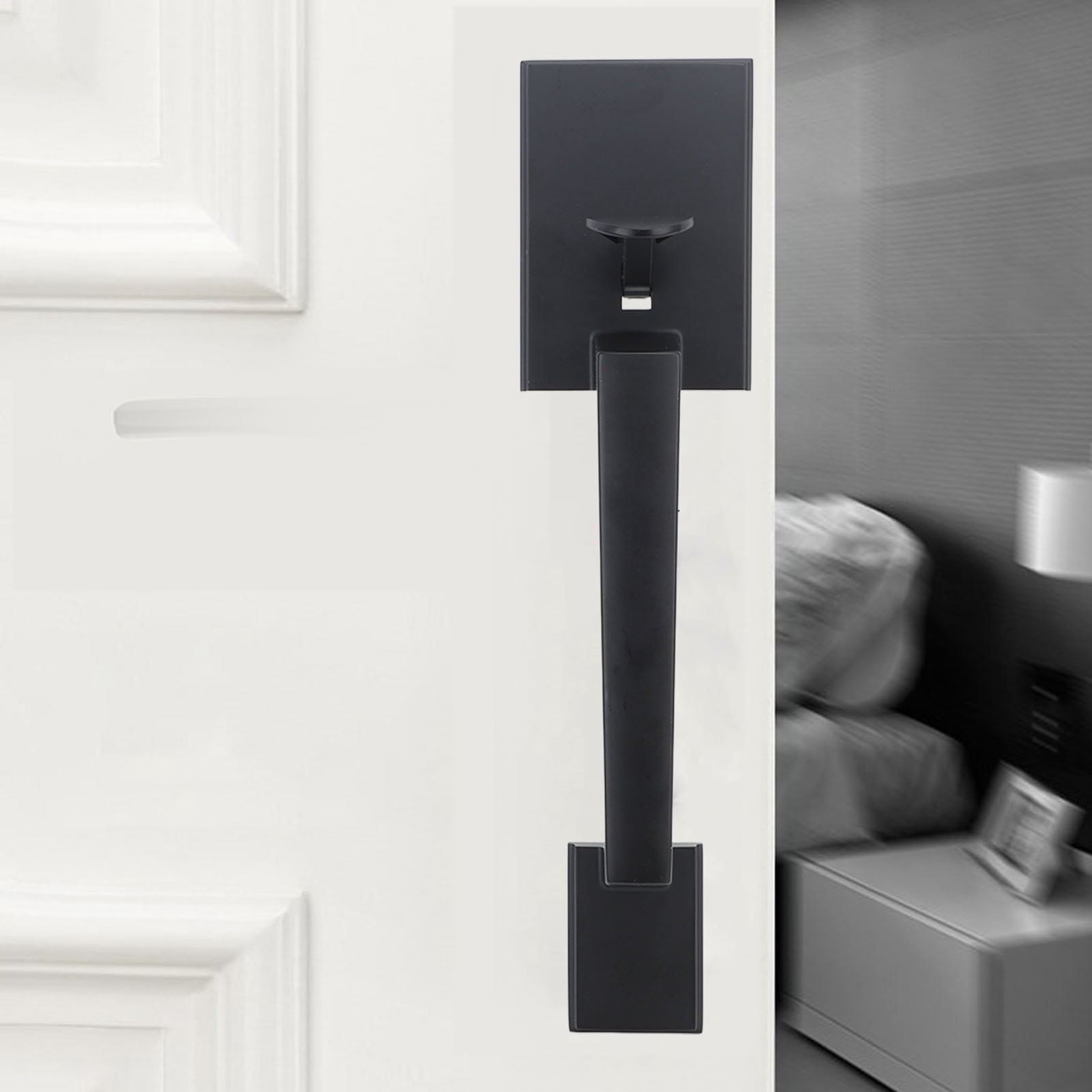 Double Door Handle Set Hole Spacing Adjustable Heavy Duty Modern Square ...