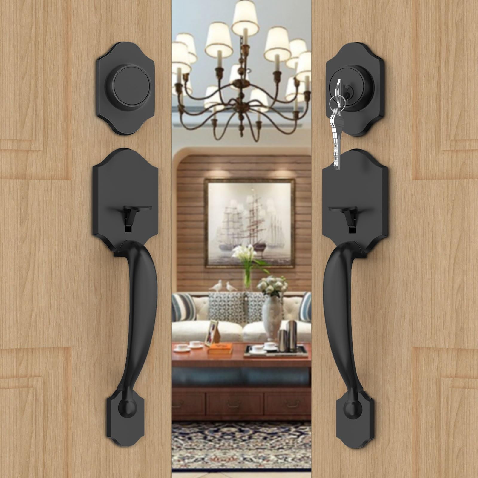 Double Door Handleset Black 1 Entry Hardware - Walmart.com