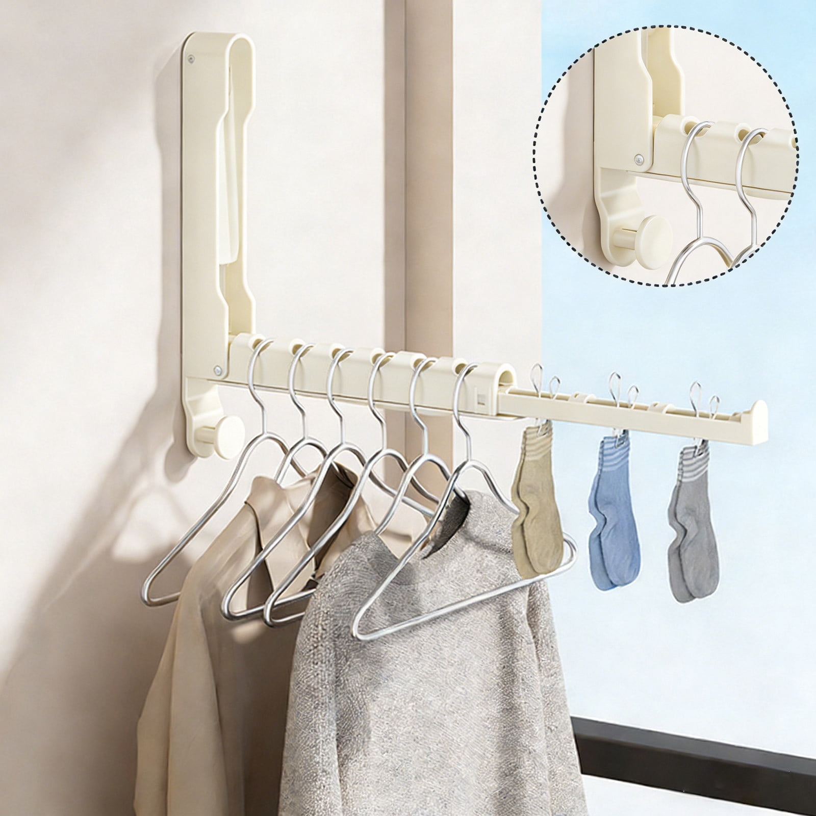 Double Door Hook Clothes Rack, Wall-mounted Hanger, Modern Minimalist ...