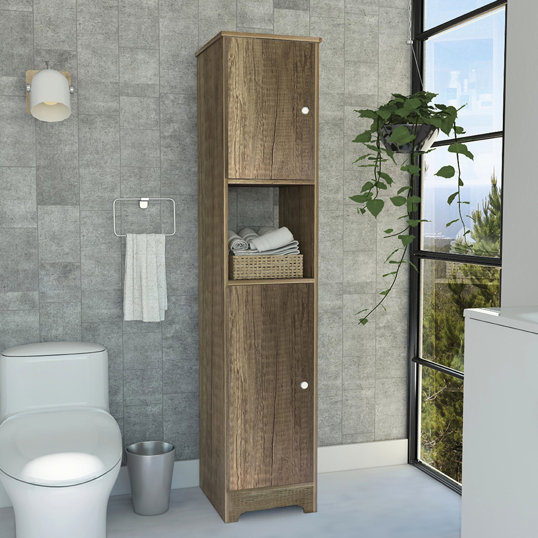 Double - Door Linen Cabinet | Four Concealed Shelves for Privacy ...