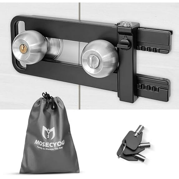 Double Door Locking Device, French Door Lock Security Barricade, Keyed ...