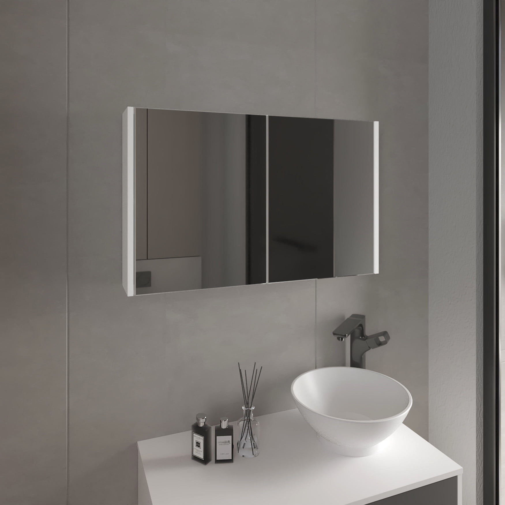 Double Door Mirror Medicine Cabinet with Storage | Suitable for Bathroom and Kitchen Settings ...