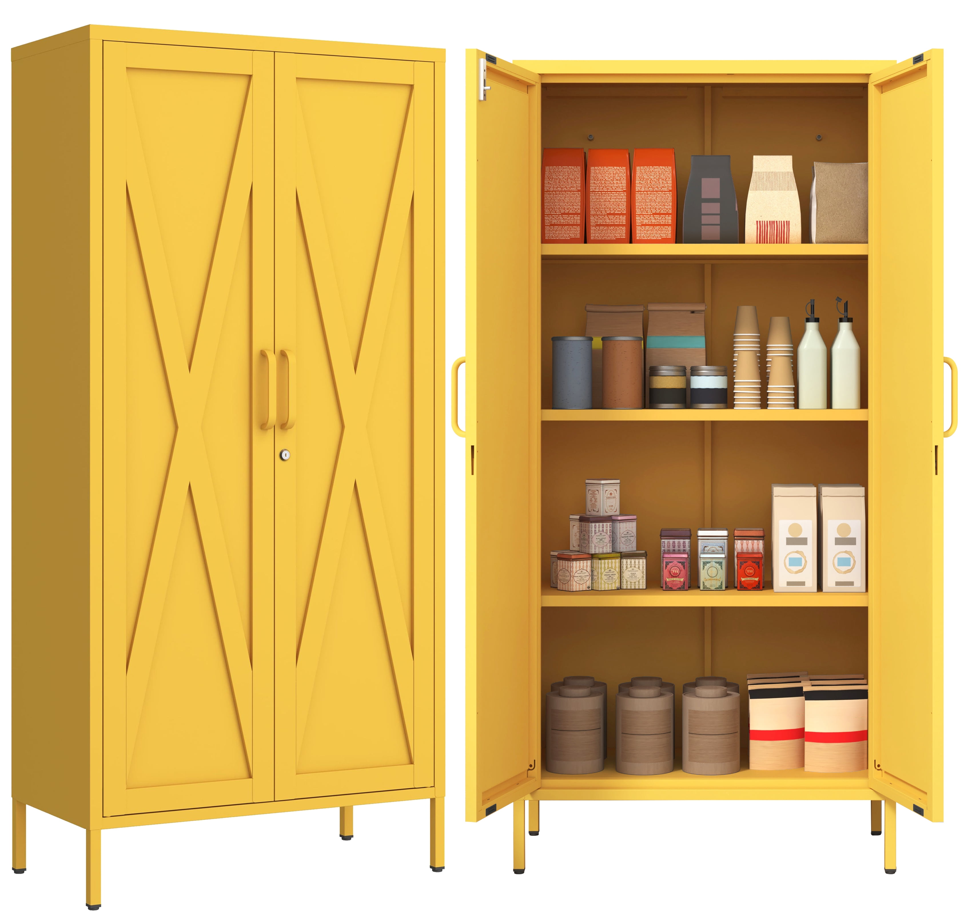 Double Door Pantry Cabinet Multifunctional Heavy Duty Storage Cabinet ...