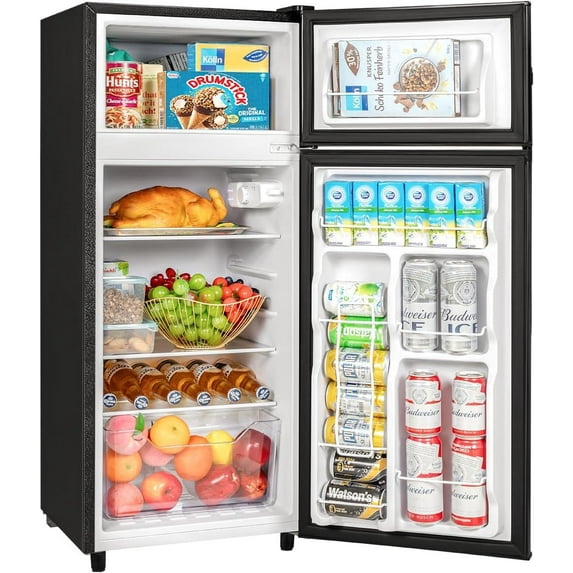 Double Door Refrigerator with Freezer, 4.5 Cu.Ft, Small Fridge with ...