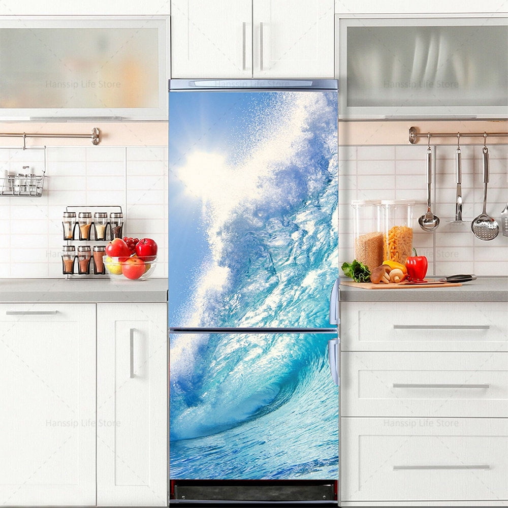 Double Door Refrigerator Sticker Vinyl PVC Waterproof Refrigerator ...