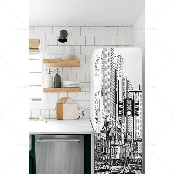 Double Door Refrigerator Sticker Vinyl PVC Waterproof Refrigerator ...