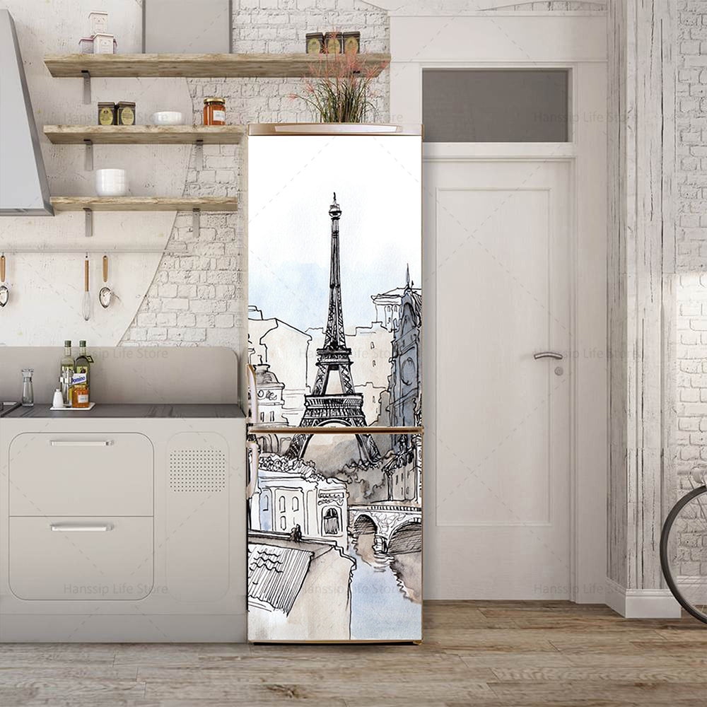 Double Door Refrigerator Sticker Vinyl PVC Waterproof Refrigerator ...
