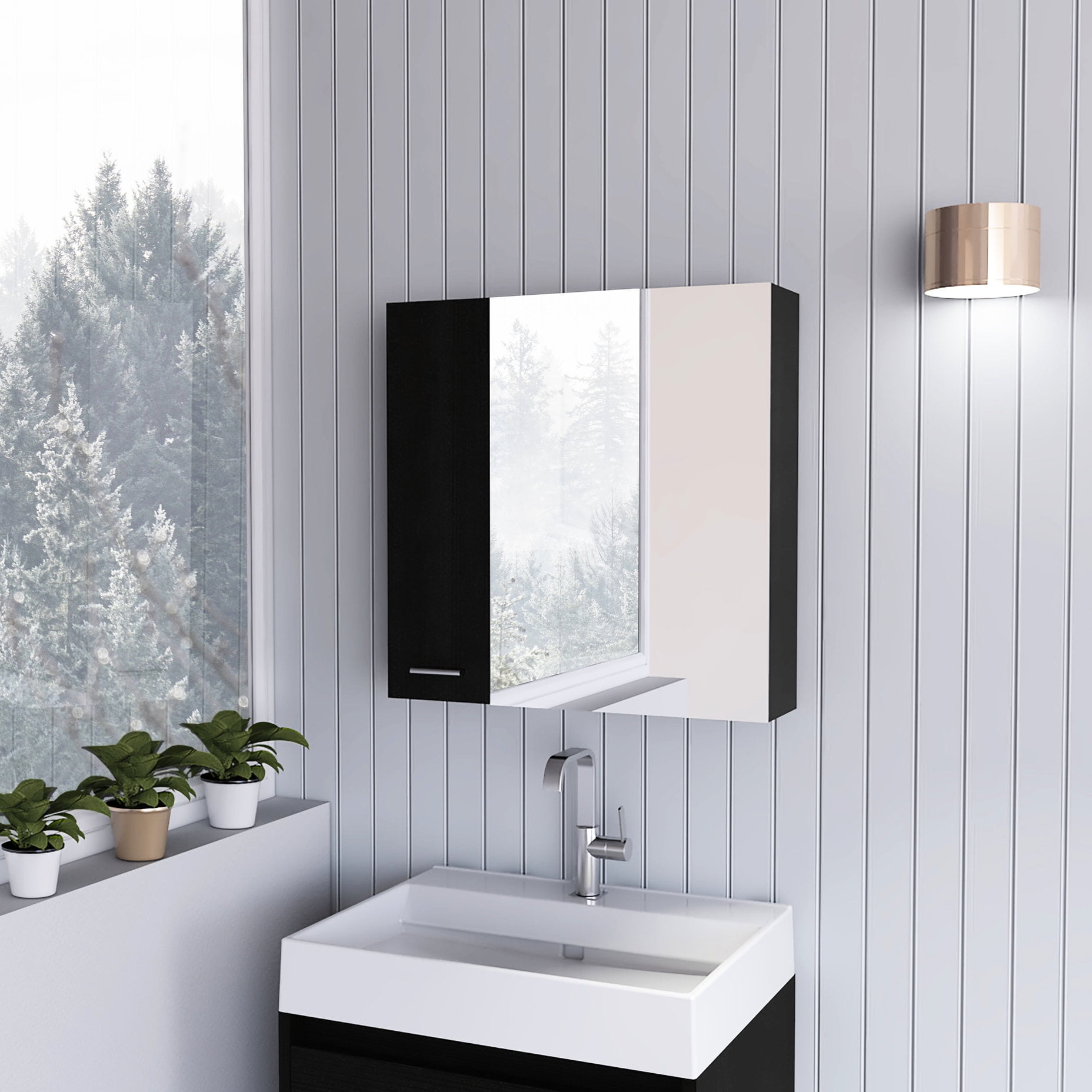 Double-Door Wall Medicine Cabinet | Four Shelves for Organizing Items ...