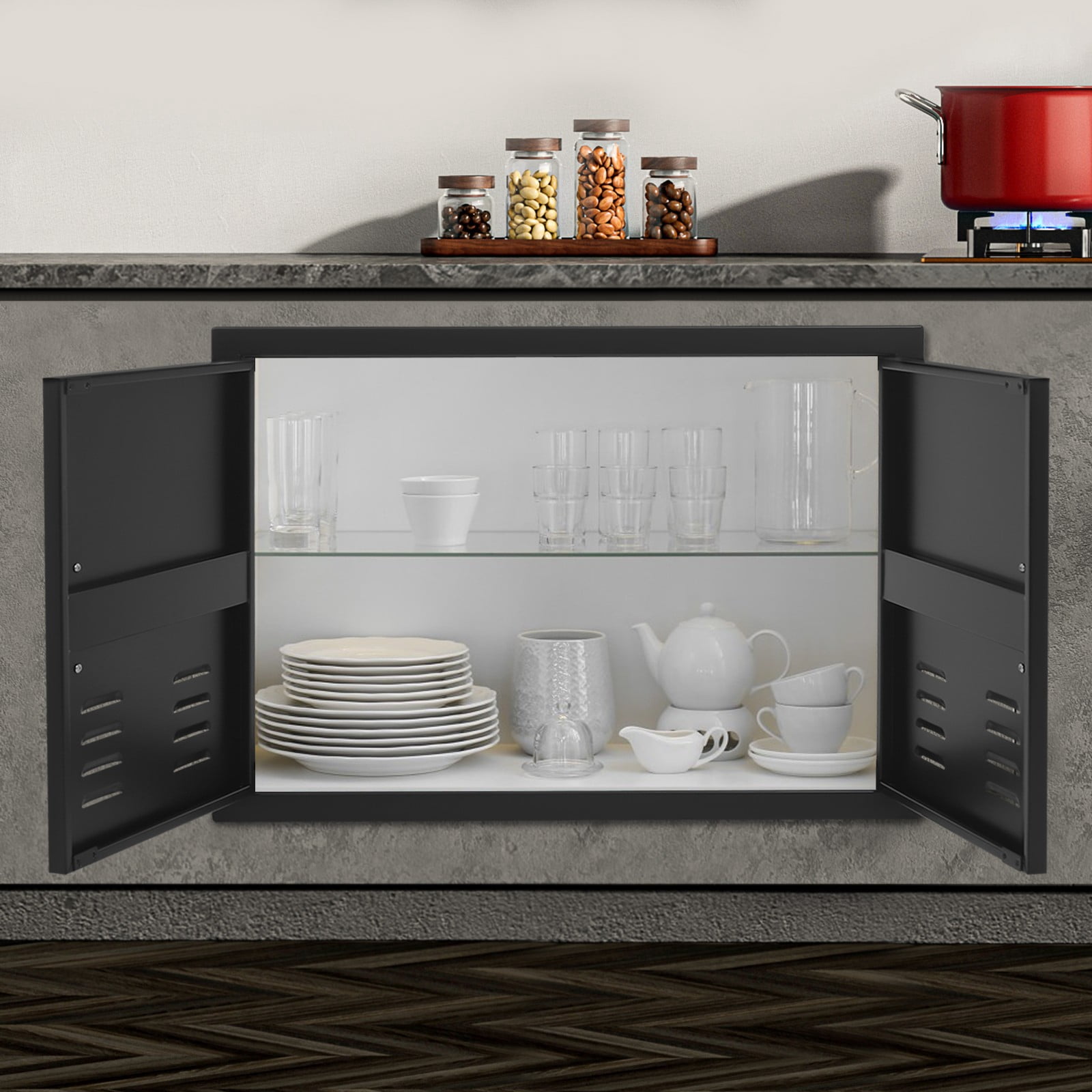 Double Door for Kitchen Pantry Storage Cabinet Cupboard Door Steel 76 ...
