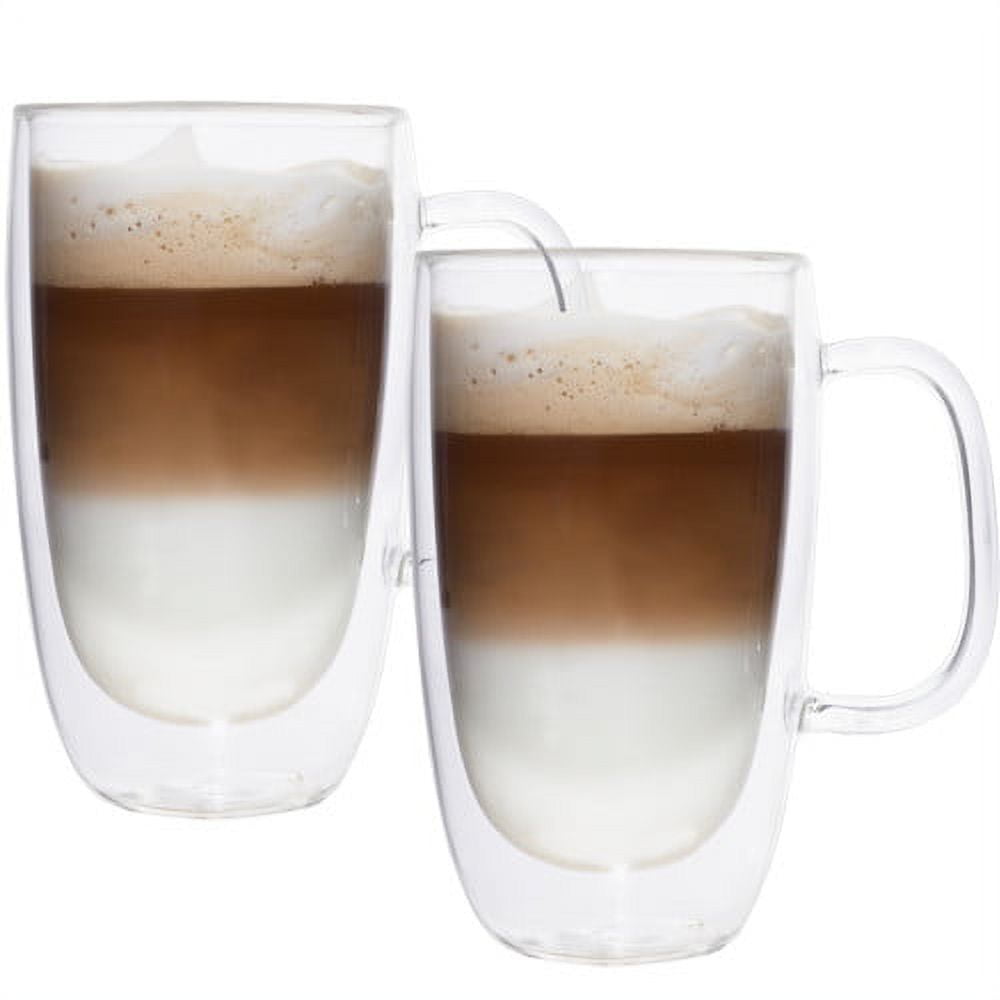 Double Double Glass Coffee Mug 325 ml (Set of 2) - Walmart.com