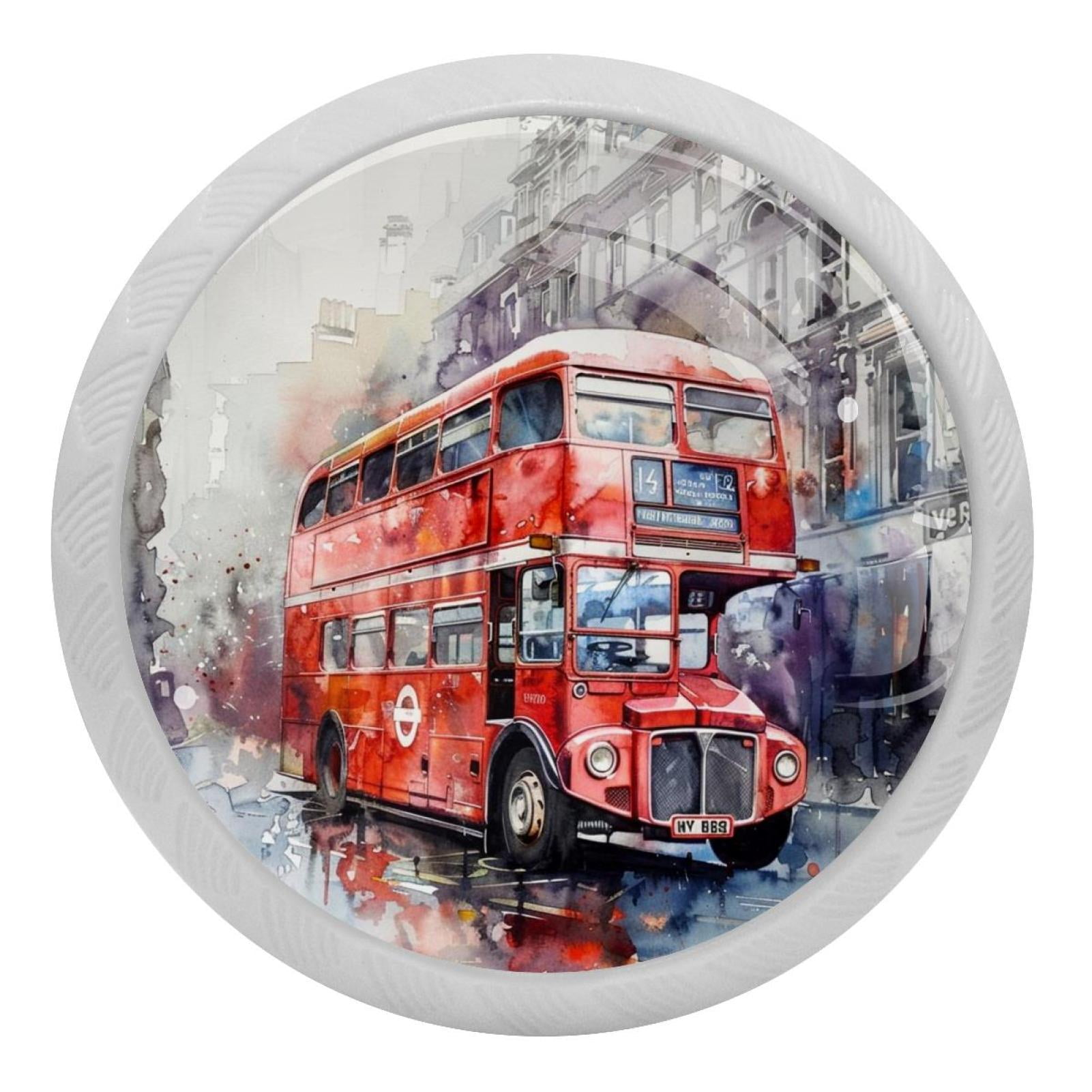 Double Ducker Red London Bus Painting Crystal Glass Drawer Knob Pull ...