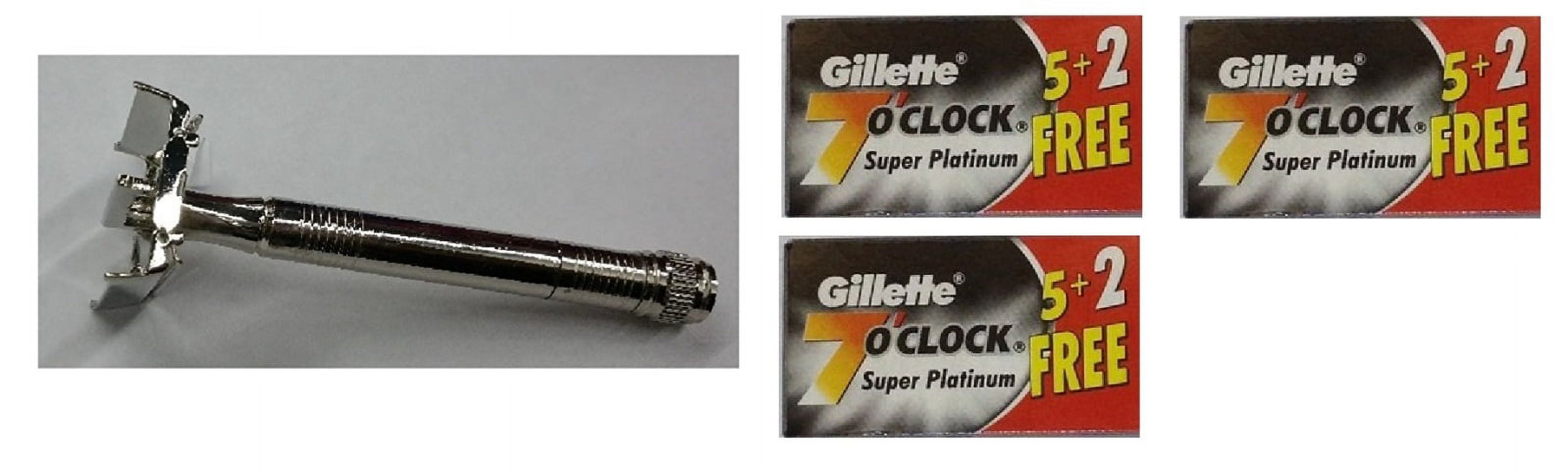 Double Edge Safety Razor + Gillette 7 O'Clock Black Super Platinum ...