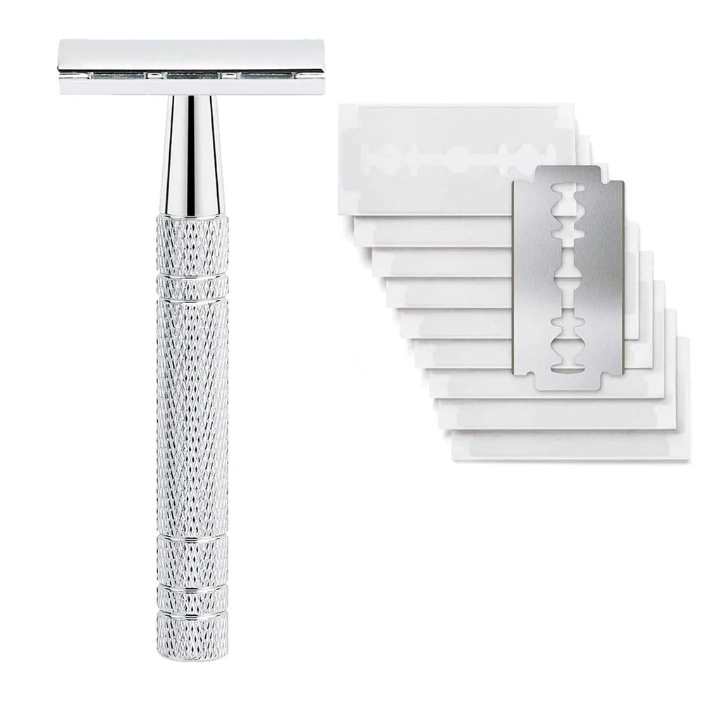 Double Edge Safety Razor for Women, with 10 pcs Safety Razor Blades ...