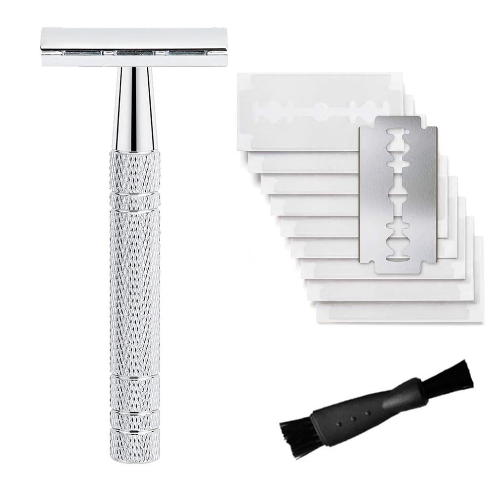 Double Edge Safety Razor for Women, with 10 pcs Safety Razor Blades ...
