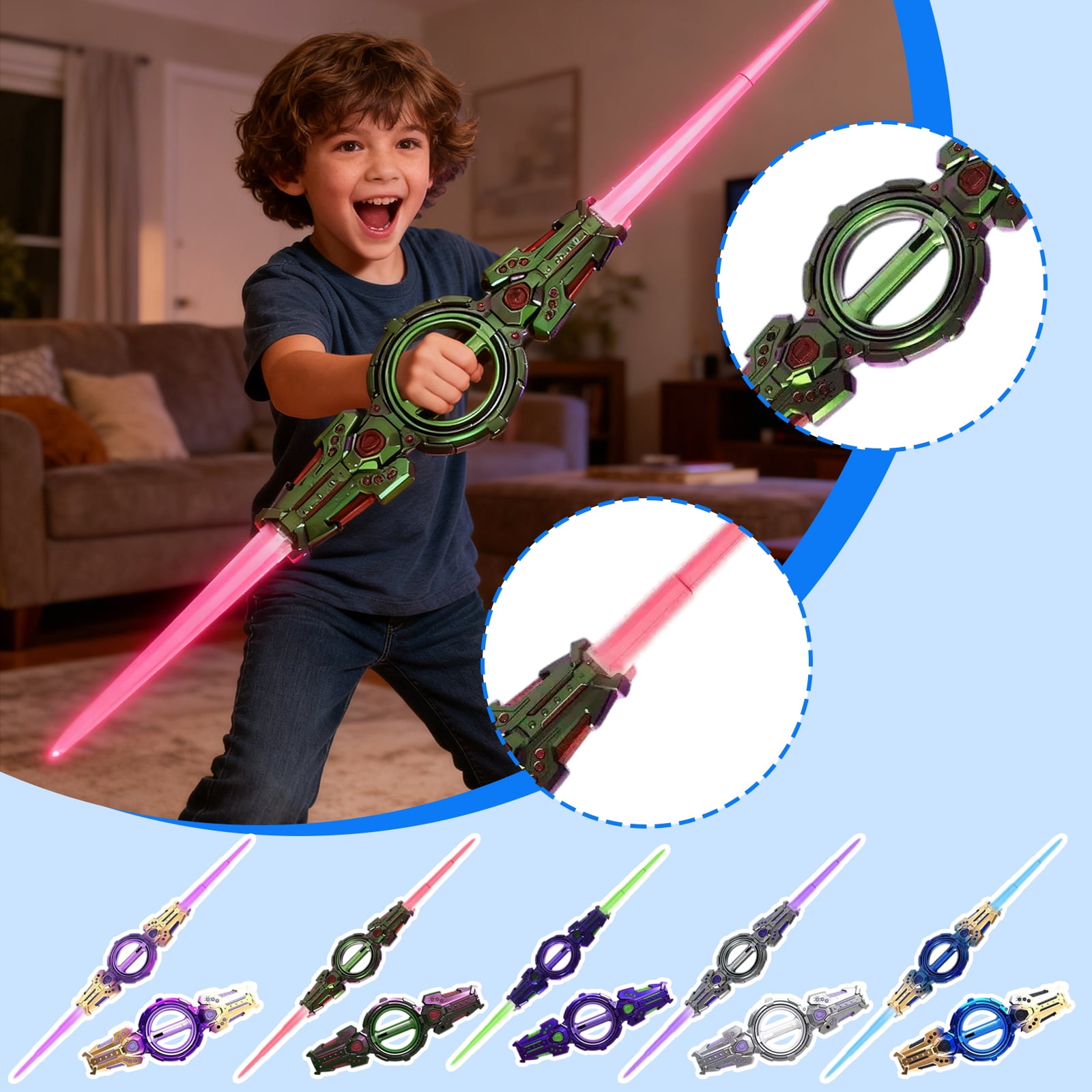 Double Edged Fire Spinning Light Sword, Stretching Blades With Rotating ...