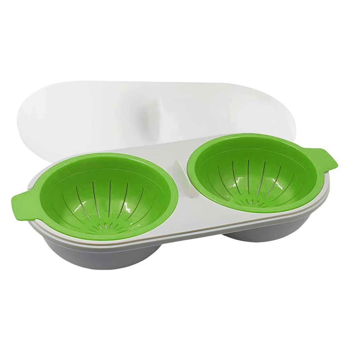Double Egg Poacher for Microwave,2 Cavity Edible Silicone Drain Egg ...