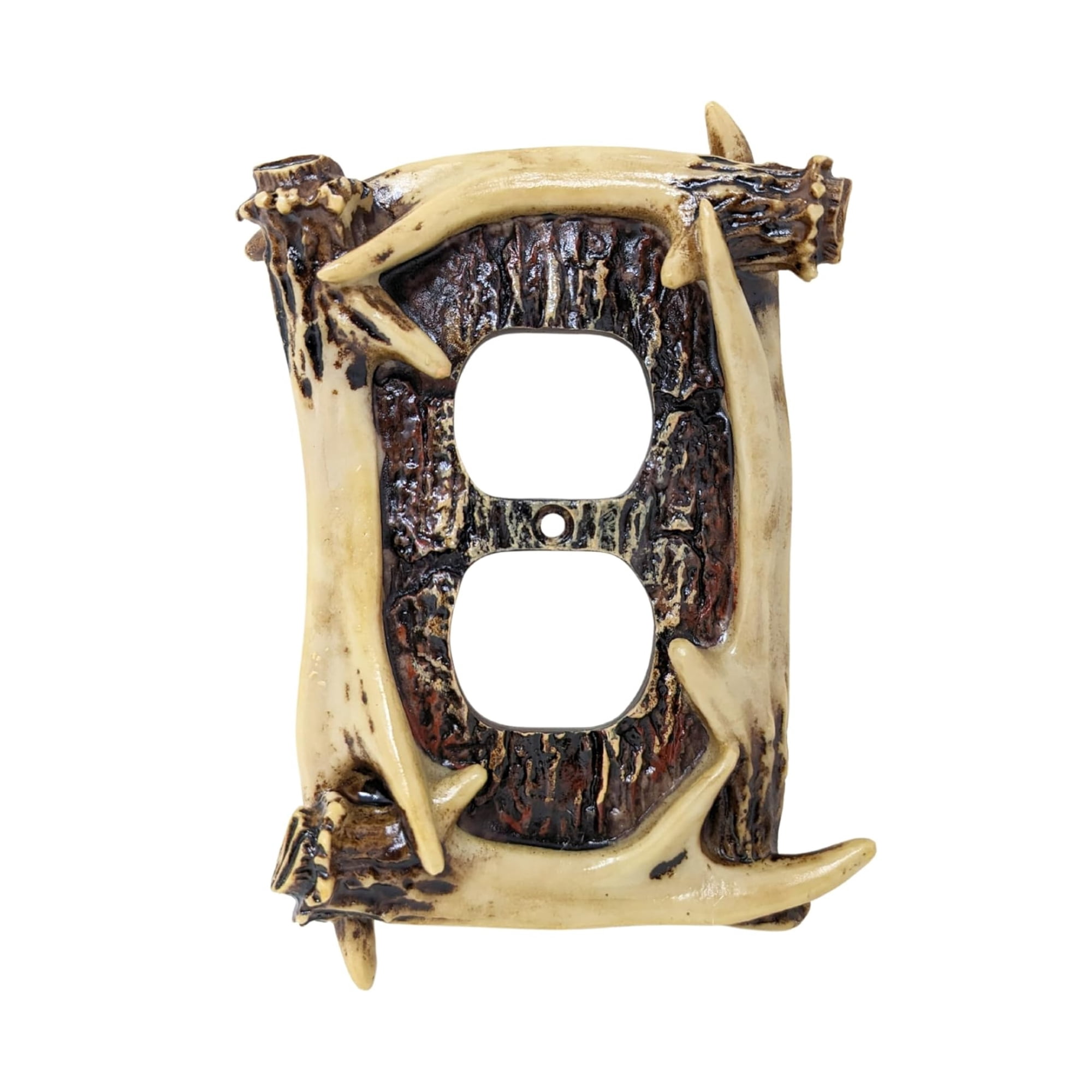 Double Electric Outlet Cover Duplex Wall Plate Antler Decor Cabin Lodge ...