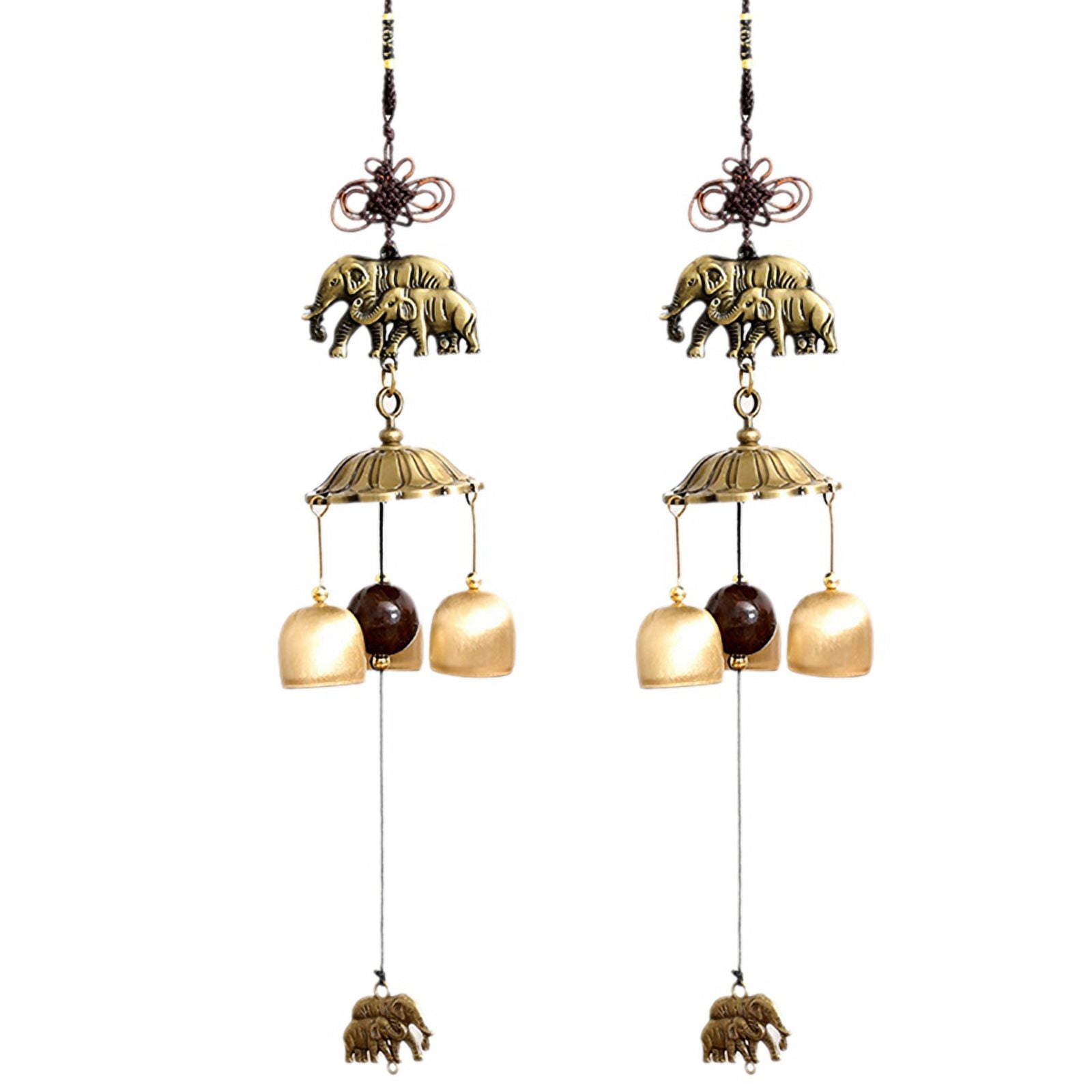 Double Elephant Metal Wind Chime Pendant Copper Bell Japanese Style ...