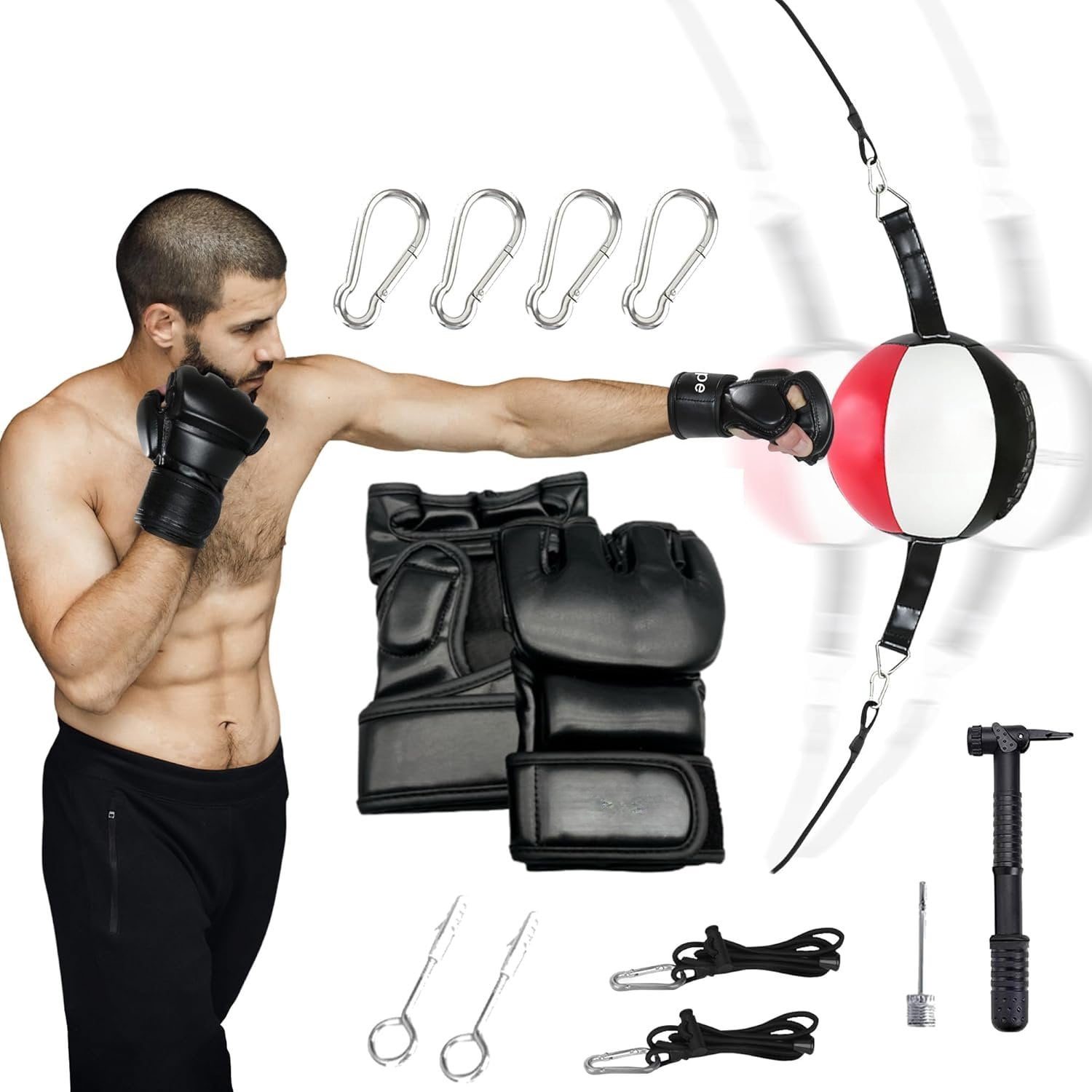 Double End Boxing Bag with Boxing Gloves - Punching Bag for Speed and ...
