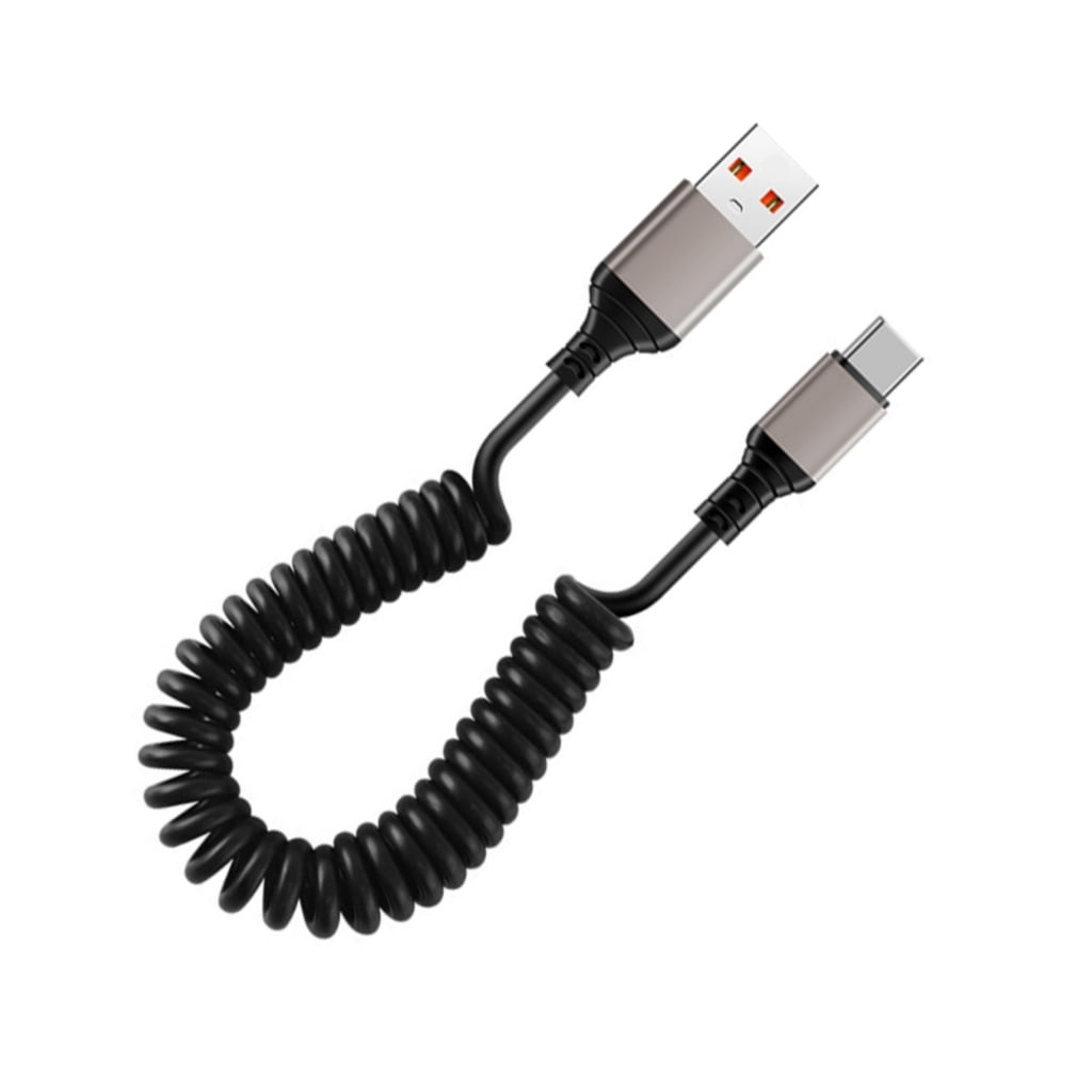 Double End Type C Charging Wire Line USB Type C Spring Coiled Cable ...