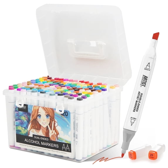 Artist Concepts Double-Ended Markers, 120 Pack, Fine Tip, Bold Colors ...