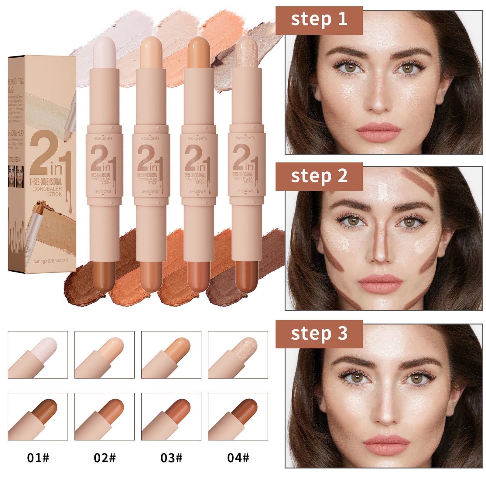 Double Ended Contour Stick, Highlight & Contour Makeup Stick for Face ...