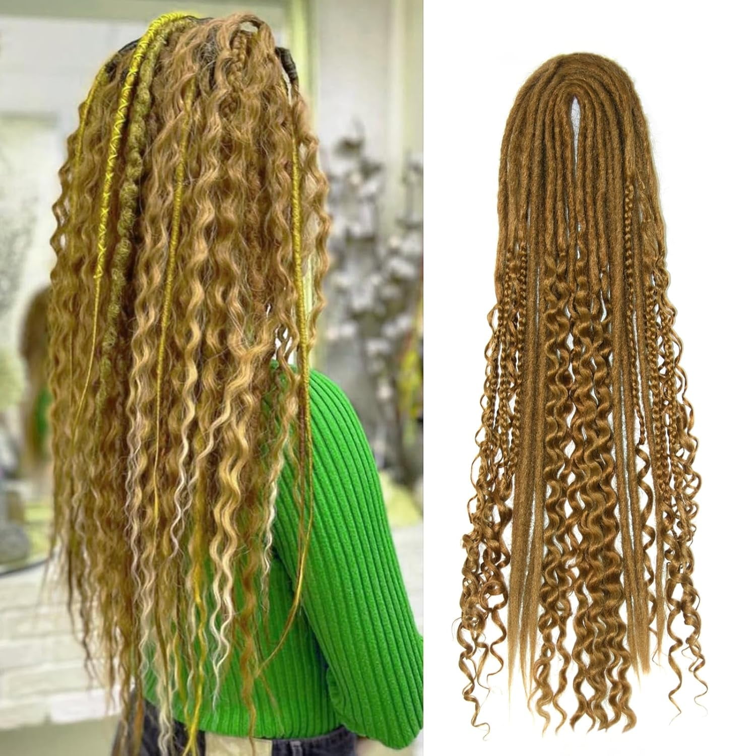 Double Ended Dreadlock Extensions 24 Inch, 3 In 1 Mixed DE Dreads ...