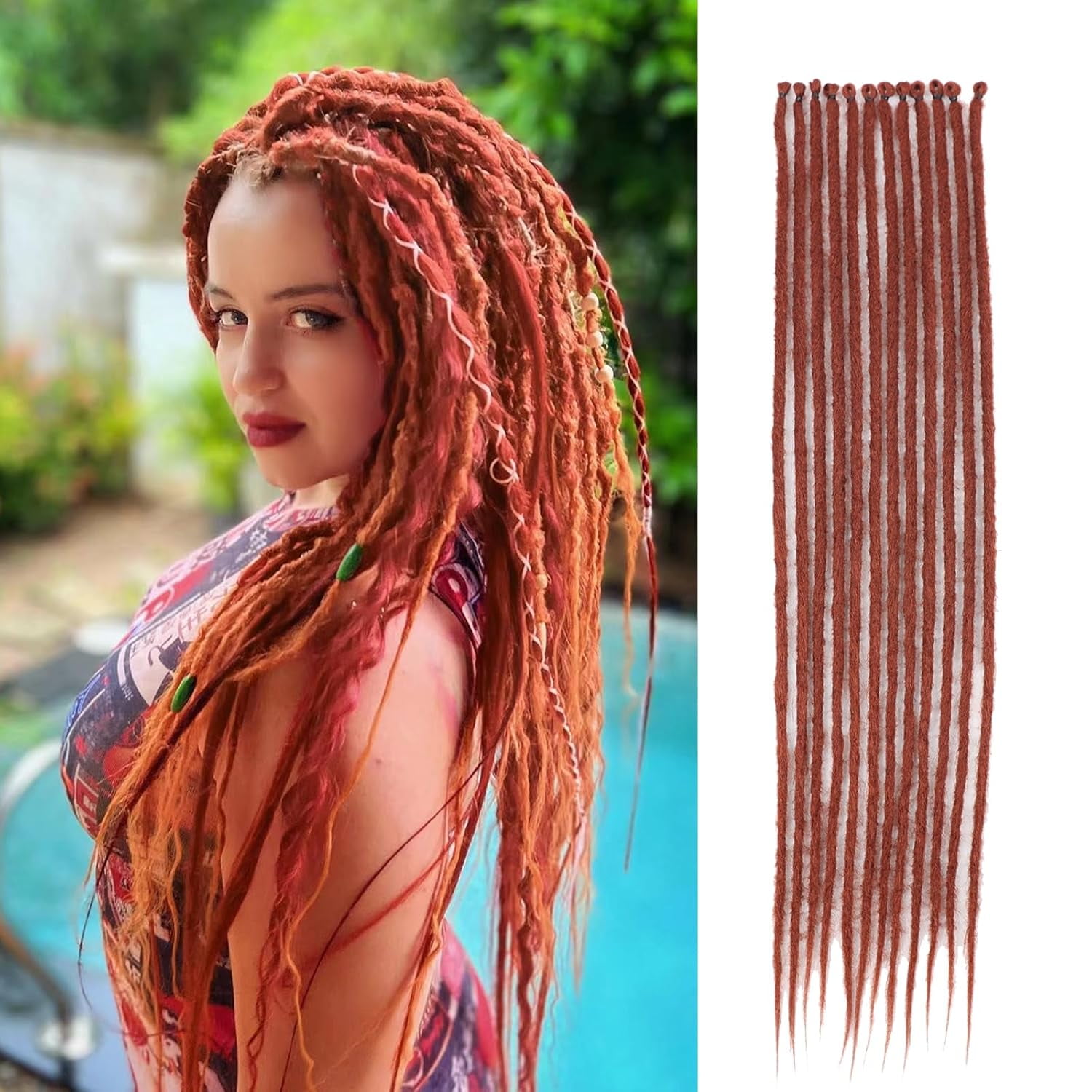 Double Ended Dreadlock Extensions Dreads Extensions 22 Inch Wavy Dreadlock Extensions with Curly ...