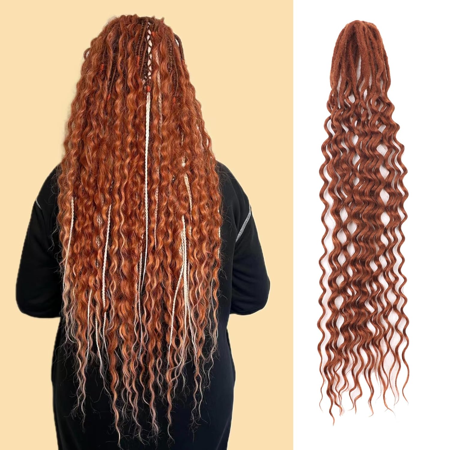 Double Ended Dreadlock Extensions Ginger Dreads 22Inch Faux Locs ...