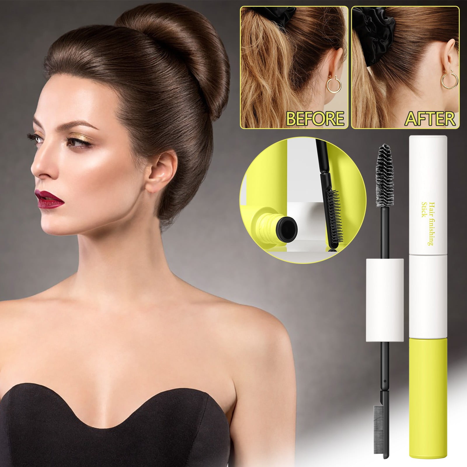 Double Ended Hair Mascara Gel Stick | Moisturizing Non-Greasy Flyaway ...