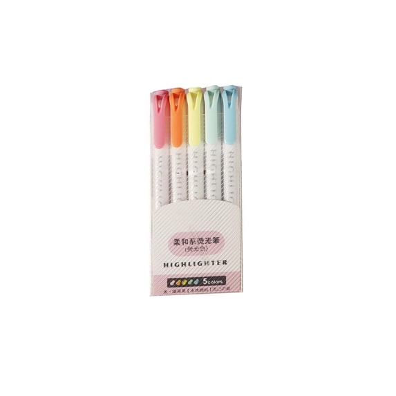 Double-Ended Highlighter Pens, 5-Color Non-Bleed Markers with Double ...