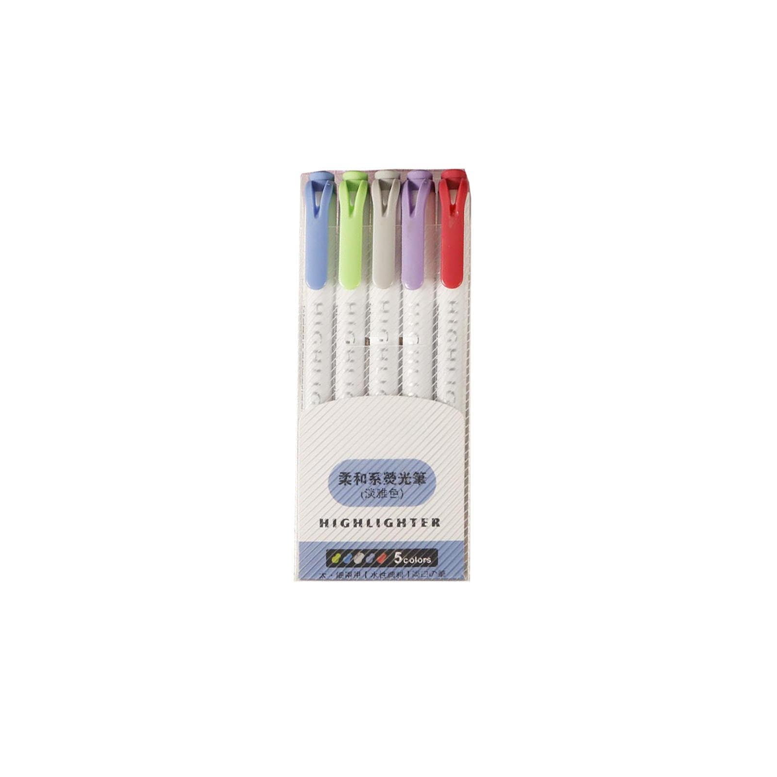 Double-Ended Highlighter Pens, 5-Color Non-Bleed Markers with Double ...