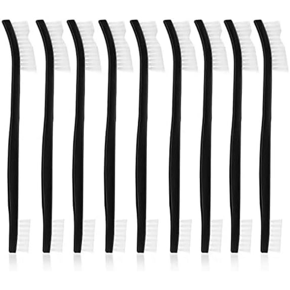 Double-Ended Nylon Cleaning Brushes, Set of 9, Black & White, Plastic ...