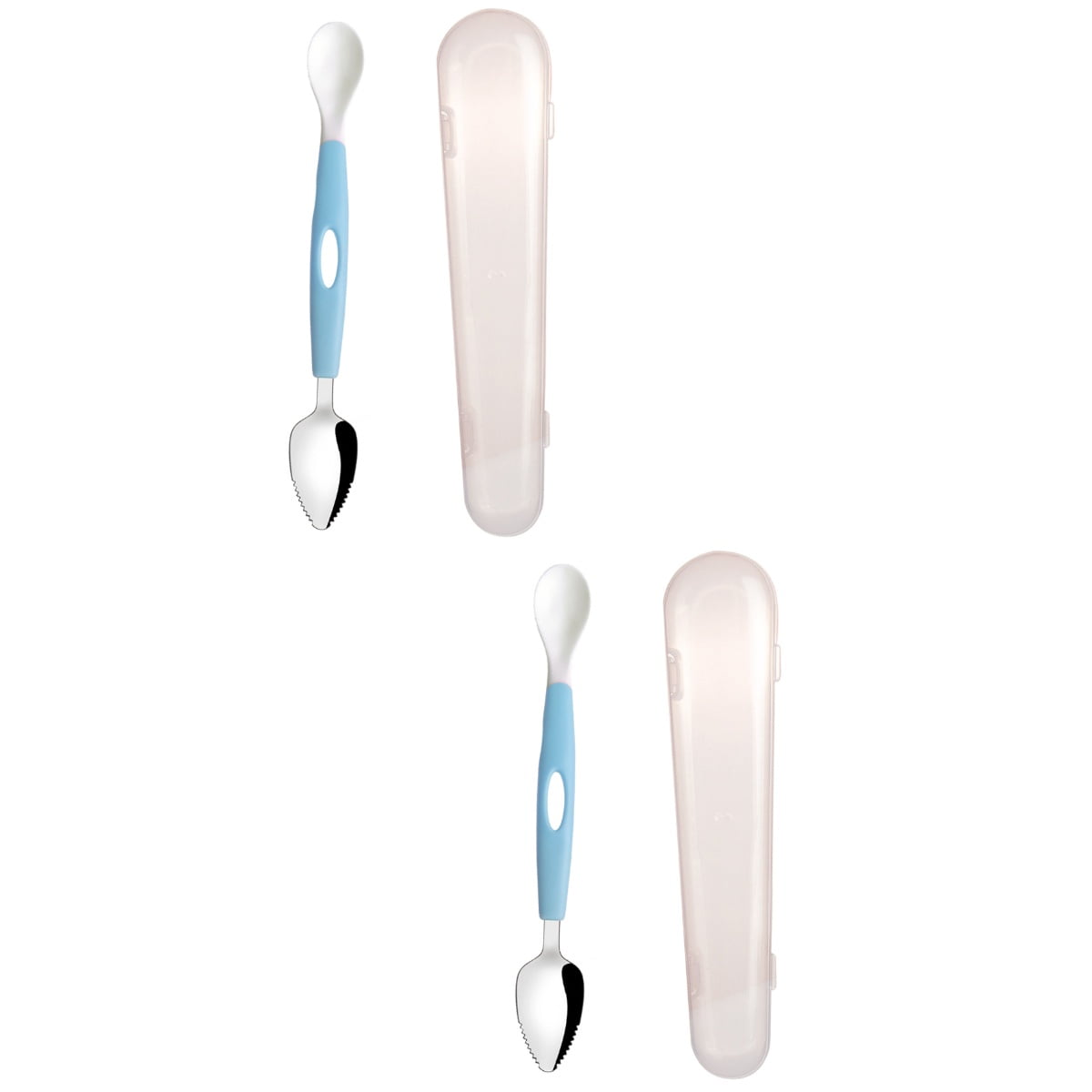 Double Ended Scraper Portable Spoon Serrated Baby 2 Pc Head Stainless ...