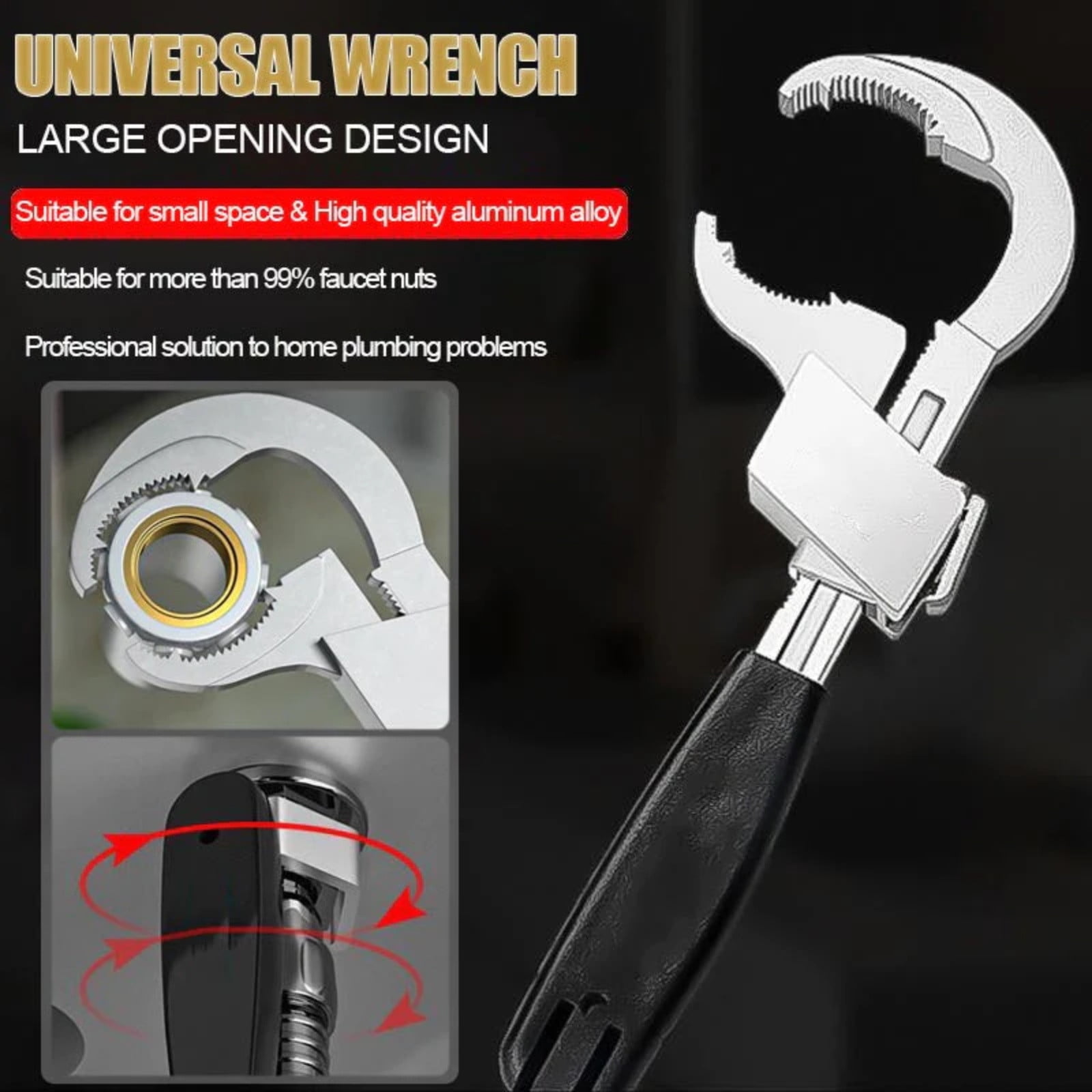 Double-Ended Wrench, Adjustable Ratcheting Tool, Durable Steel ...