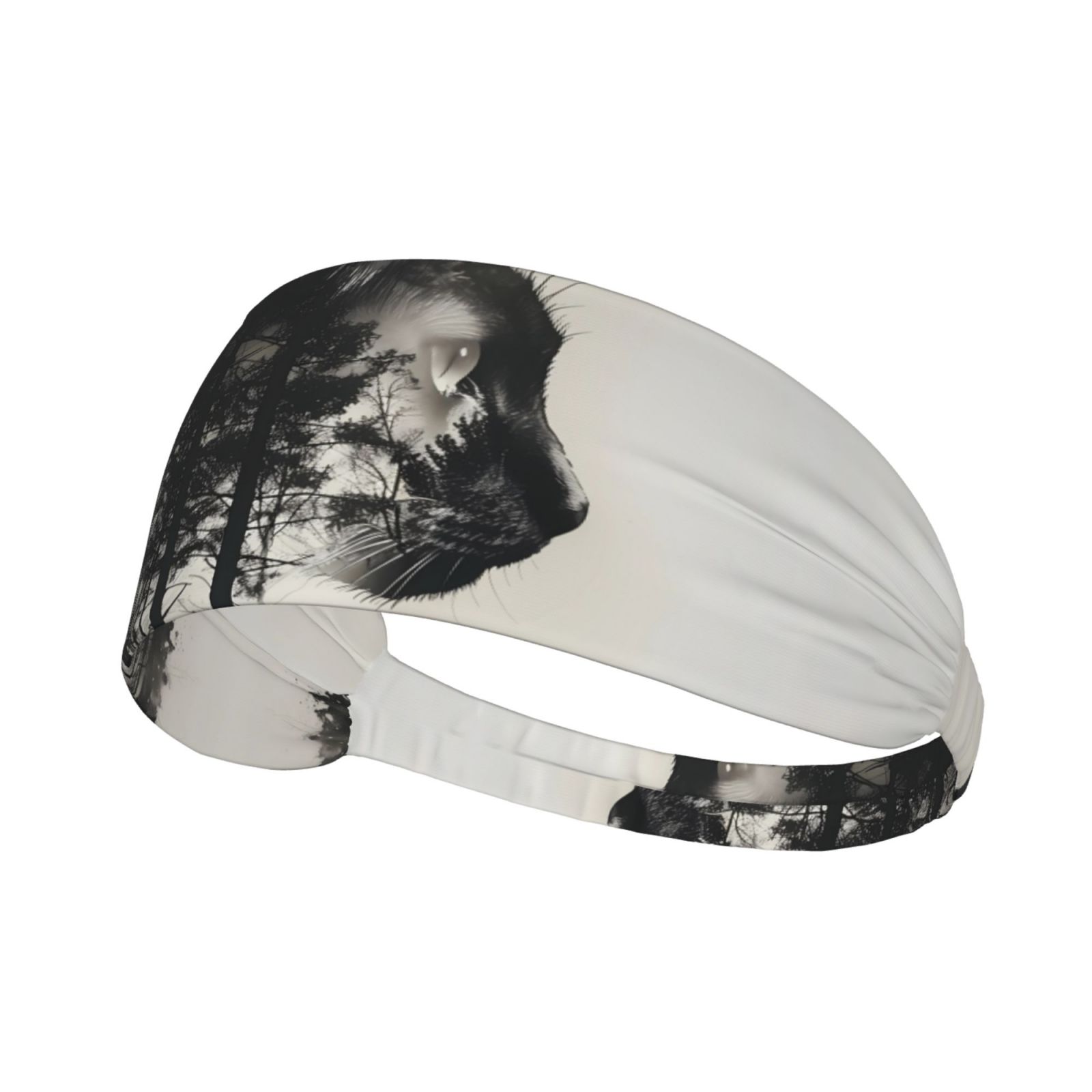 Double Exposure Cat Forest Headbands for Women Men, Workout Elastic ...