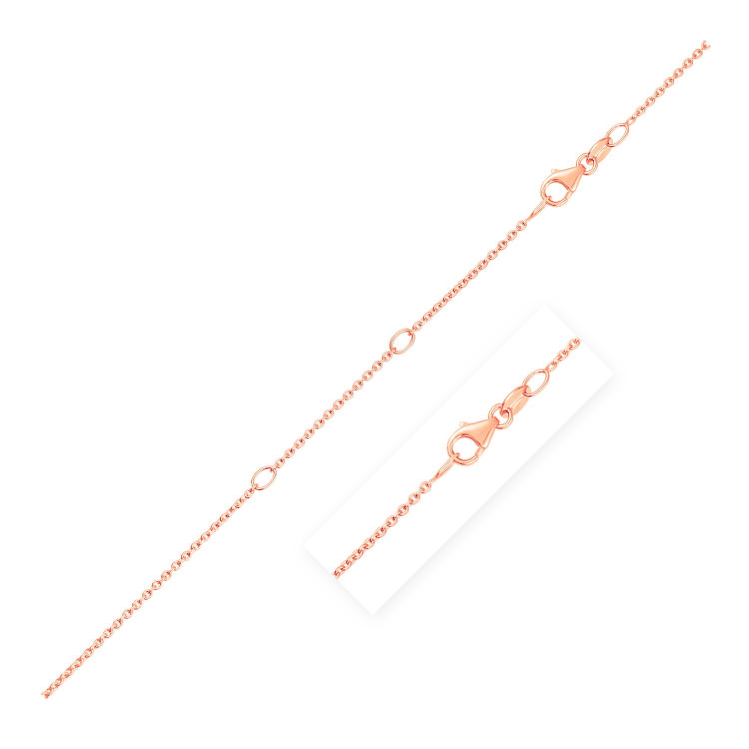 Double Extendable Diamond Cut Cable Chain in 14k Rose Gold (1.2mm ...