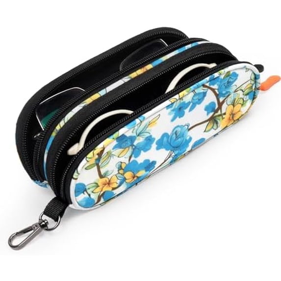 Double Eyeglasses Case Soft Portable Zipper Sunglasses Pouch with ...