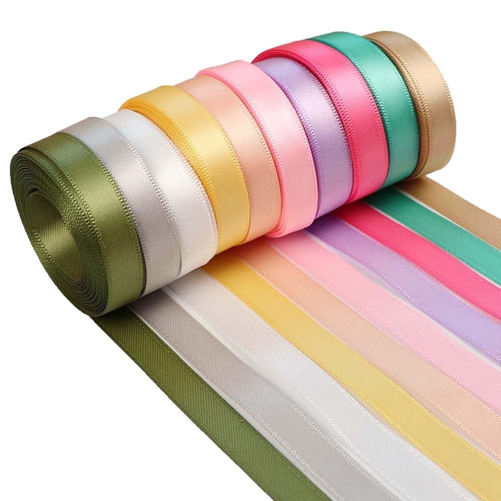Double Face Satin Ribbon 10 Colors 3/8"(10mm) X 5 Yards Each Total 50 ...