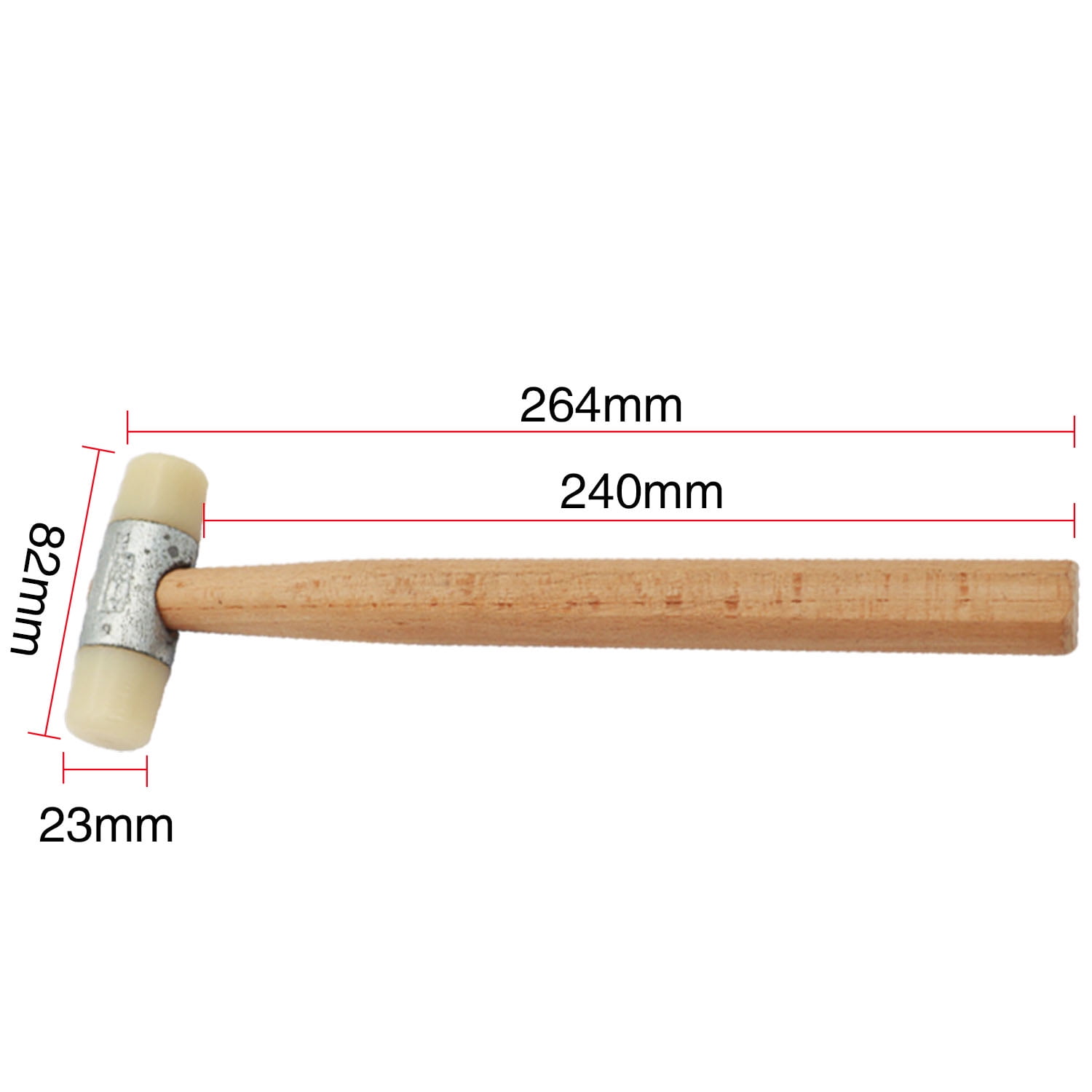 Double-Faced Rubber Mallet Hammer with Wood Handle - 25mm Metal Mallet ...