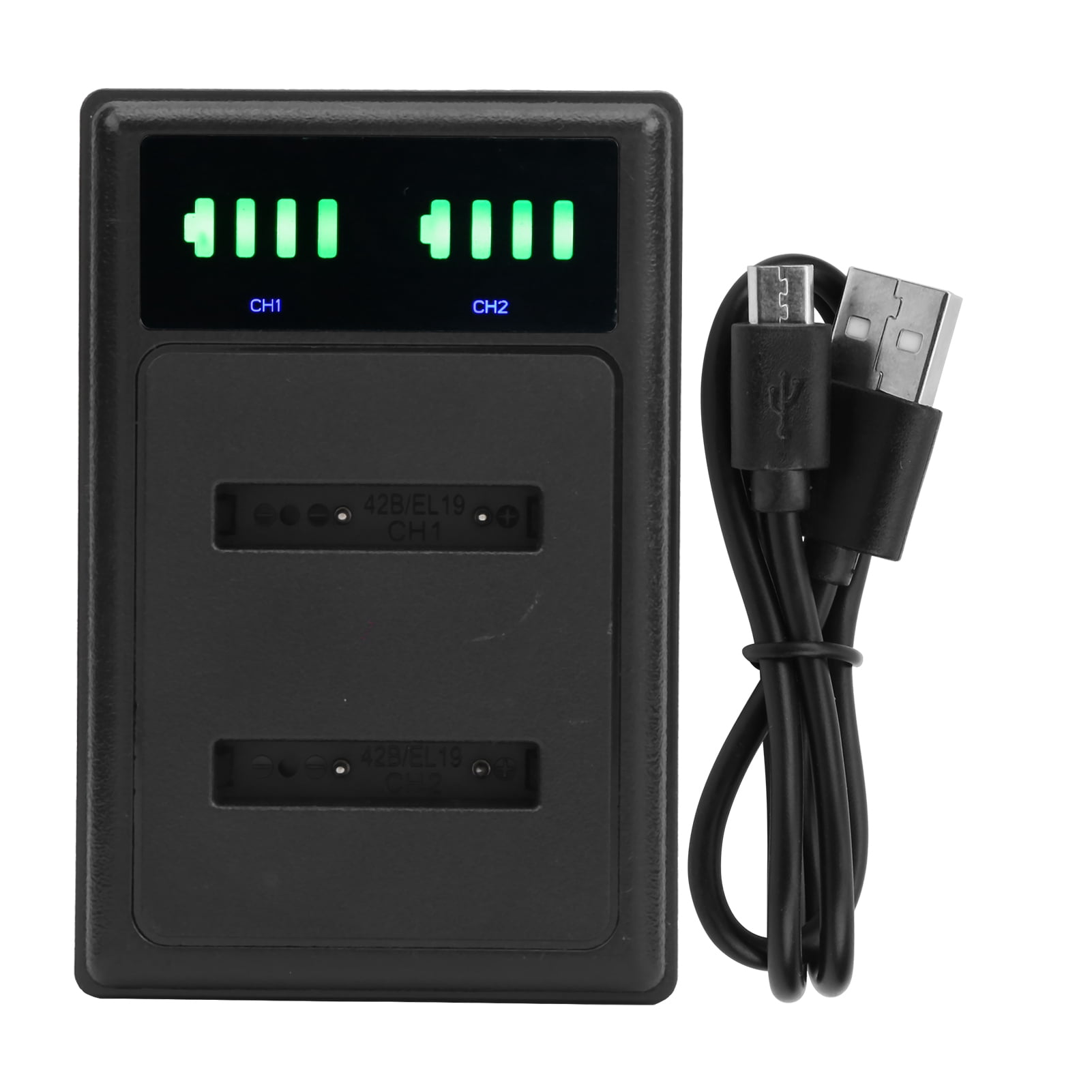 Double Fast Charge Hub for ENEL19 Camera Battery, Micro Type-C LCD ...