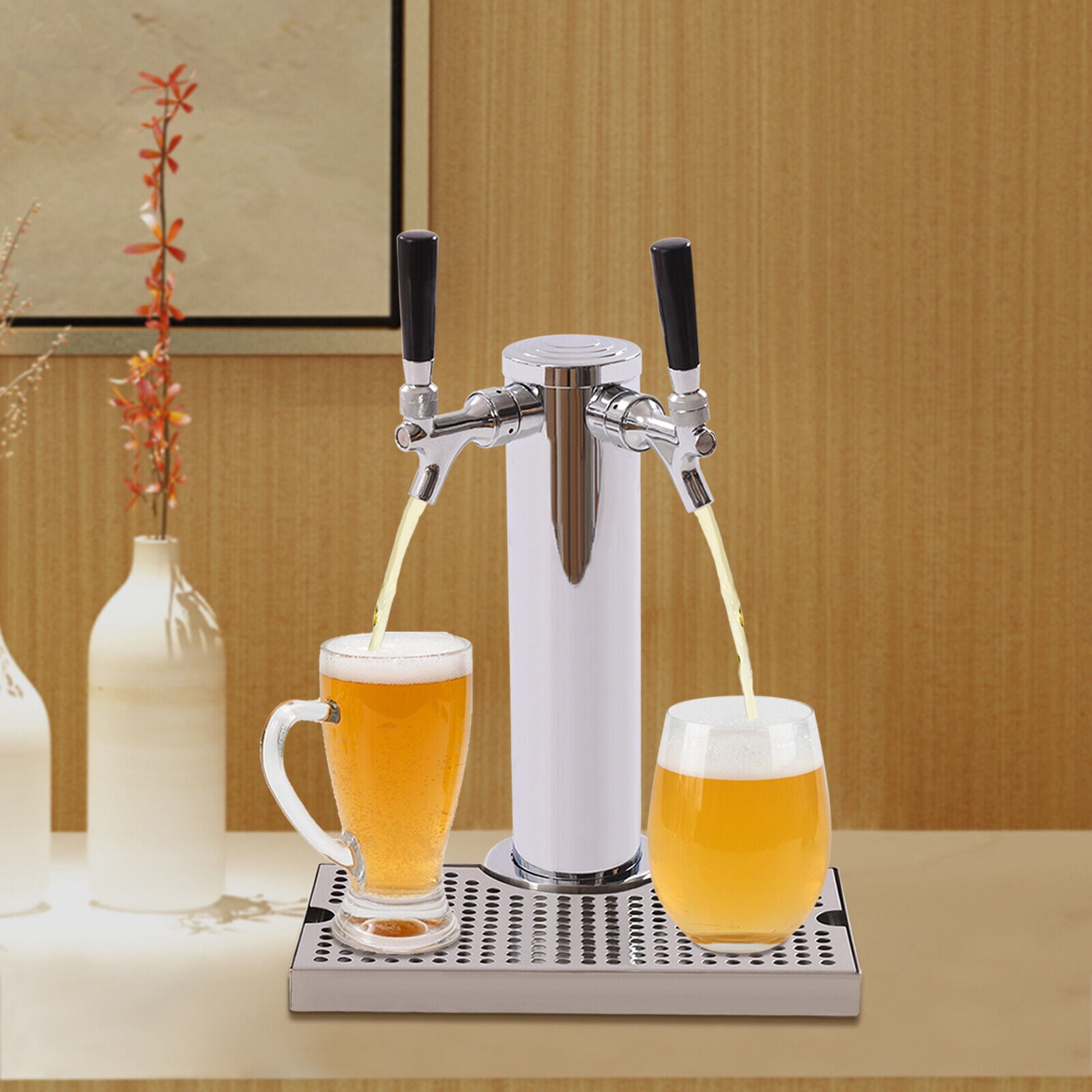 Double-Faucet Beer Tower Beer Column Kit W/Dual Gauge Regulator for ...