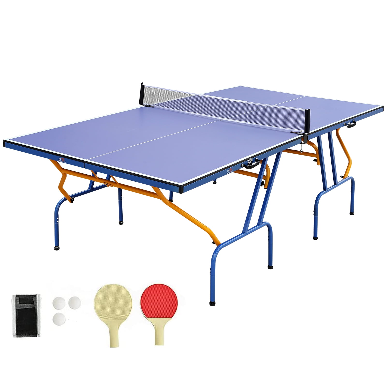 Double Fish 8ft Midsize Table Tennis Table Foldable & Portable Ping ...