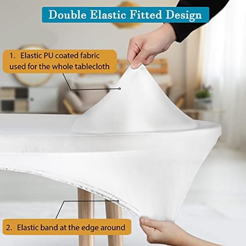 Double Fitted Design PU Round Fitted Tablecloth, Anti-Tear Wipeable ...
