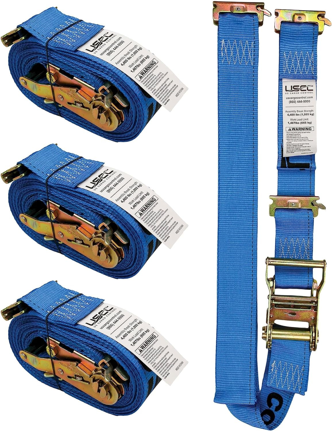 Double-Fitted E Track Ratchet Straps (4 Pack), 2 Inch x 20 Foot Heavy ...