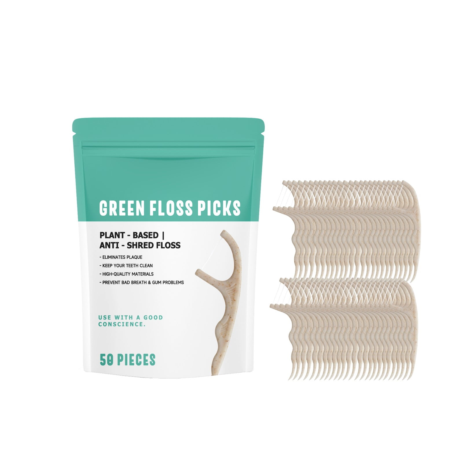 Double Floss Picks Biodegradable (60pcs) - Plant Based Natural Dental ...