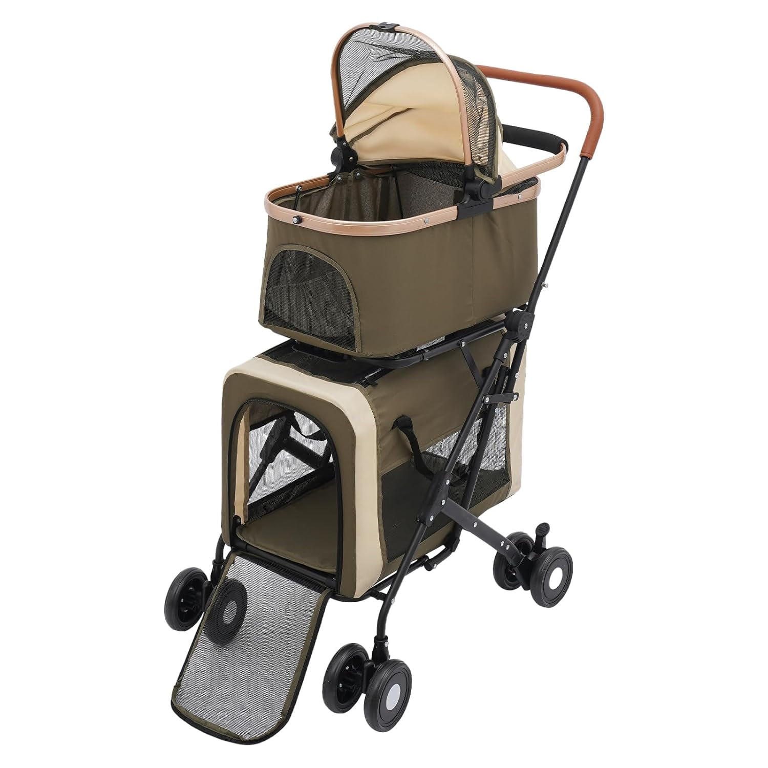 Double Foldable Dog Stroller, General Use Small & Medium Dog & Cat Pet ...