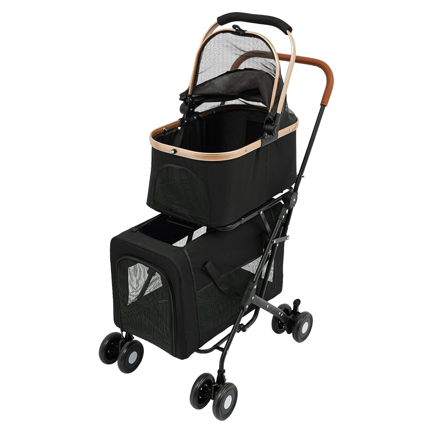 Double Foldable Dog Stroller, General Use Small & Medium Dog & Cat Pet ...