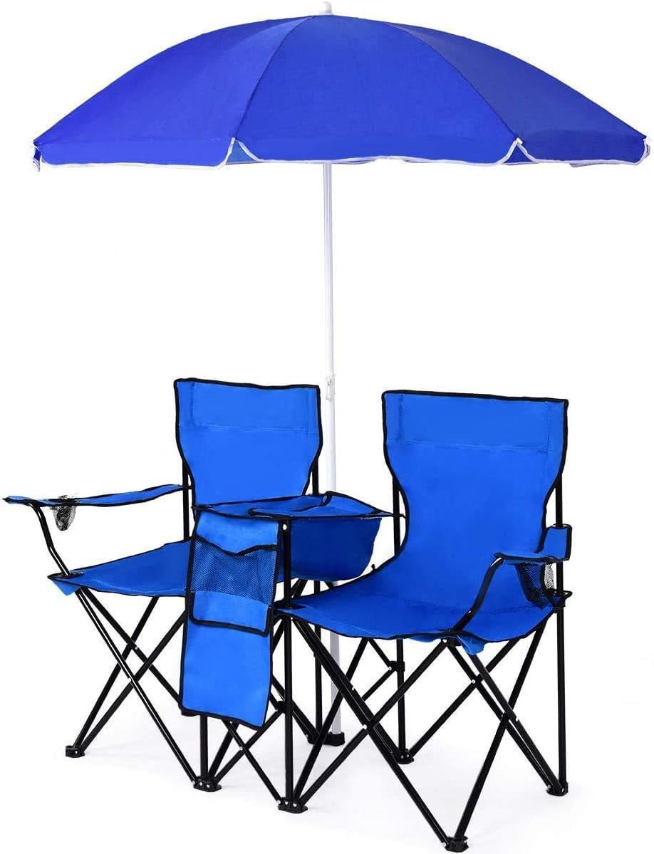 Double Folding Camping Chairs, Portable Beach Chairs with Removable ...